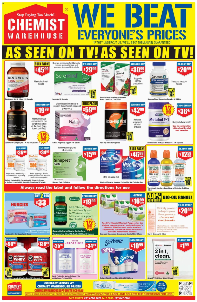 Chemist Warehouse Catalogue 23 April – 10 May, 2026.